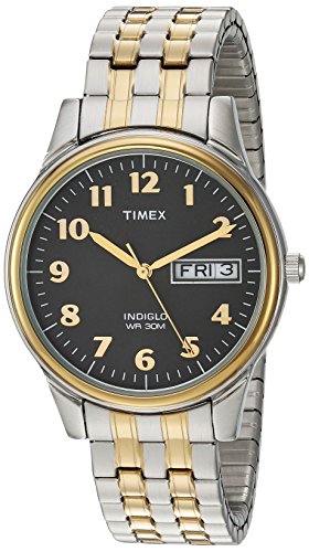 Timex Men's T2N093 Charles Street Two-Tone Extra-Long Stainless Steel Expansion Band Watch