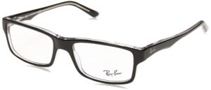 ray-ban rx5245 square prescription eyeglass frames, black on transparent/demo lens, 54 mm