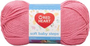 red heart soft baby steps yarn-strawberry, 1 pack, multicolor