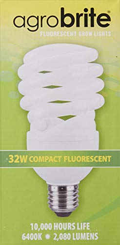 Hydrofarm Agrobrite FLC32D Compact, 32 Watt, 6400K Fluorescent Spiral Grow Lamp, 1 Count (Pack of 1), Brown/A