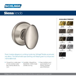 Schlage F10 SIE 622 Sienna Door Knob, Hall & Closet Passage Lock, Matte Black