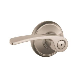 schlage f40 mer 619 merano door lever, bed & bath privacy lock, satin nickel