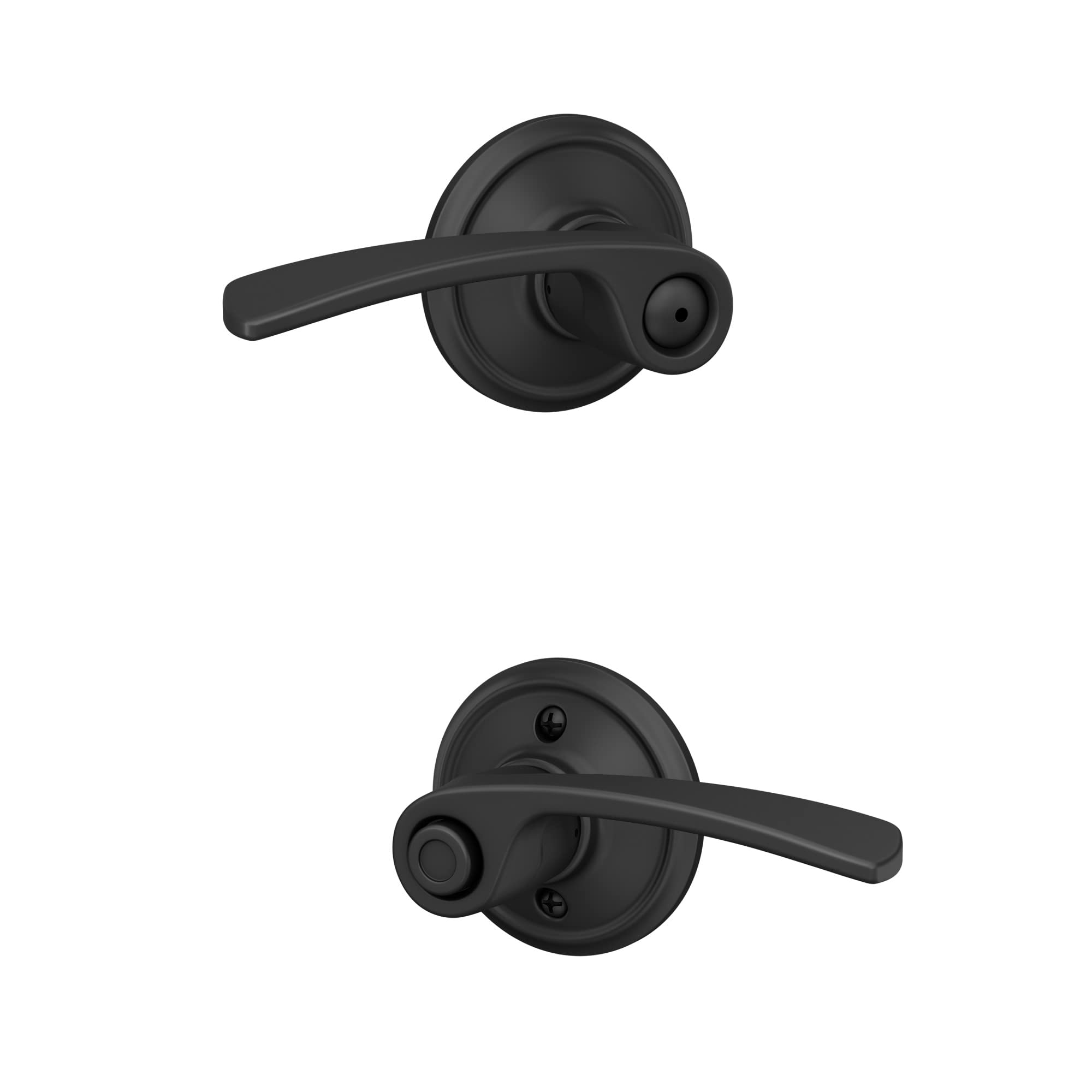 Schlage F40 MER 622 Merano Door Lever, Bed & Bath Privacy Lock, Matte Black