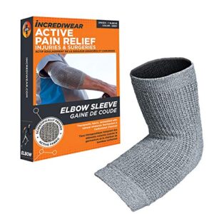 incrediwear elbow sleeve – elbow brace for elbow support, joint pain relief, inflammation relief, and circulation, tendonitis, golf and tennis elbow brace for women and men (grey, small/medium)