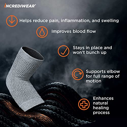 Incrediwear Elbow Sleeve – Elbow Brace for Elbow Support, Joint Pain Relief, Inflammation Relief, and Circulation, Tendonitis, Golf and Tennis Elbow Brace for Women and Men (Grey, Small/Medium)