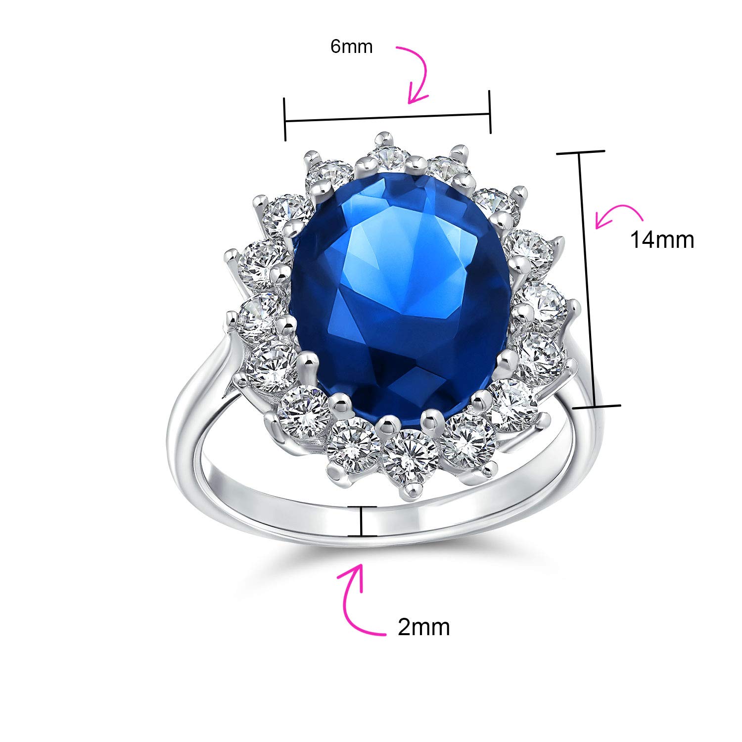 Bling Jewelry Royal CZ Sapphire Color Engagement Ring Kate Middleton Actual Size 8-Prong - Size 7