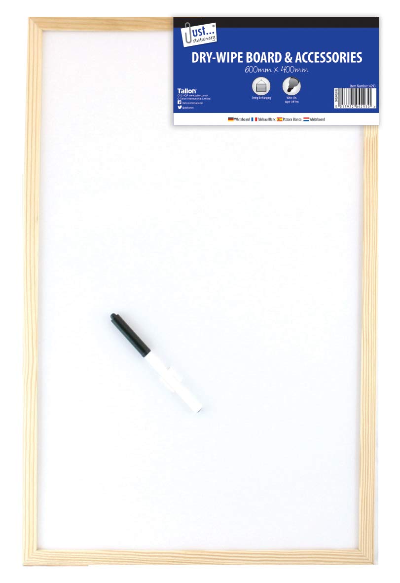 Tallon Just Stationery 400x600mm Pine Frame Dry Wipe Board, 4293