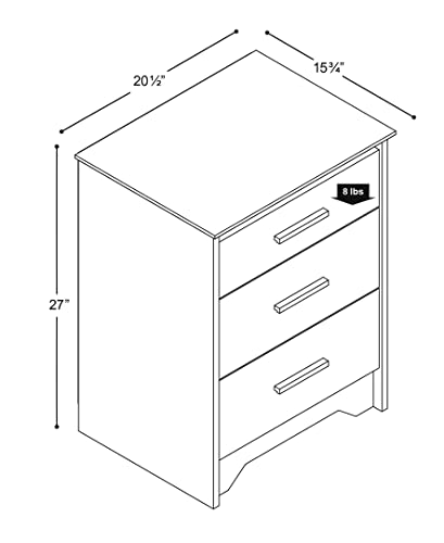 Prepac Coal Harbor Contemporary Tall Nightstand Side Table with 3 Drawers, Functional 3-Drawer Bedside Table 15.75" D x 20.5" W x 27" H, Espresso, ECH-2027