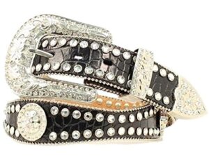 blazin roxx women's scalloped croc print leather belt black medium