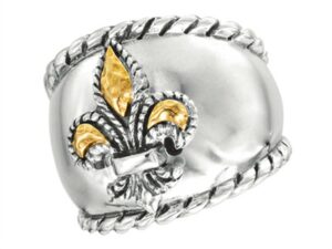 phillip gavriel 18k yellow gold and sterling silver fleur de lis ring size 8