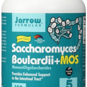 Jarrow Formulas Saccharomyces Boulardii Probiotics + MOS 5 Billion CFU Probiotic Yeast for Intestinal Health Support, Gut Health Supplements for Women and Men, 180 Veggie Capsules, 180 Day Supply