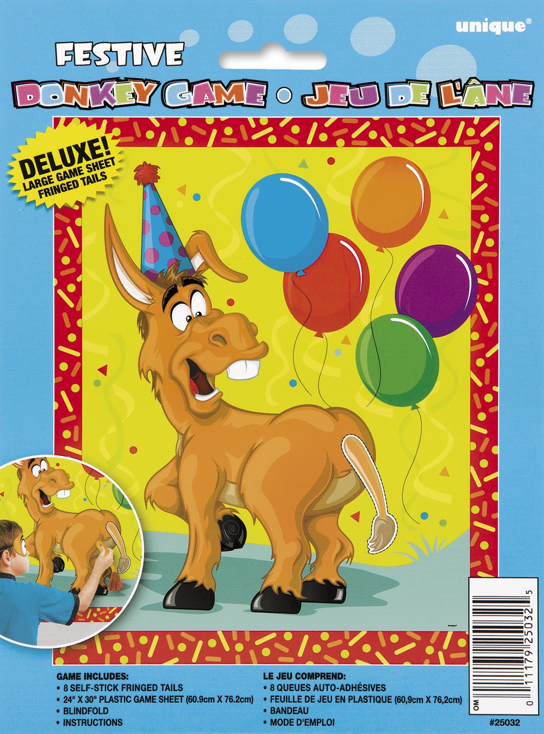 Festive Fun Deluxe Pin the Tail on the Donkey Party Game - (Pack of 12) - Reusable Design & Exciting Prizes - Ultimate Crowd-Pleaser for Kids and Adults