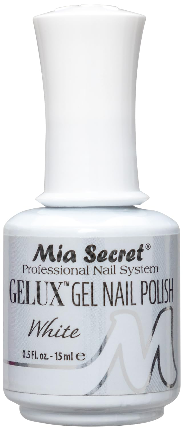 Mia Secret Gelux Soak-off gel nail polish color White - Gel polish cured with nail lamp - Esmaltes para uñas en gel de larga duración para lampara uv - Esmalte en gel Mia Secret color White