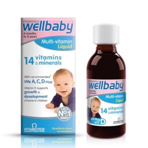 vitabiotics wellbaby multi-vitamin liquid - immune system multivitamin for infants and babies ages 6 months to 4 years - 150ml