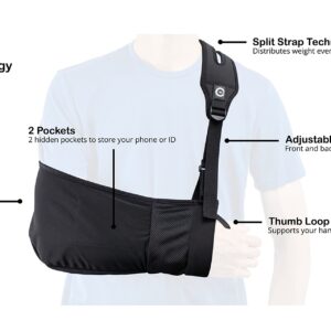 Custom SLR/Healjoy Medical Arm Sling with Split Strap Technology, Ergonomic Design for Men & Women