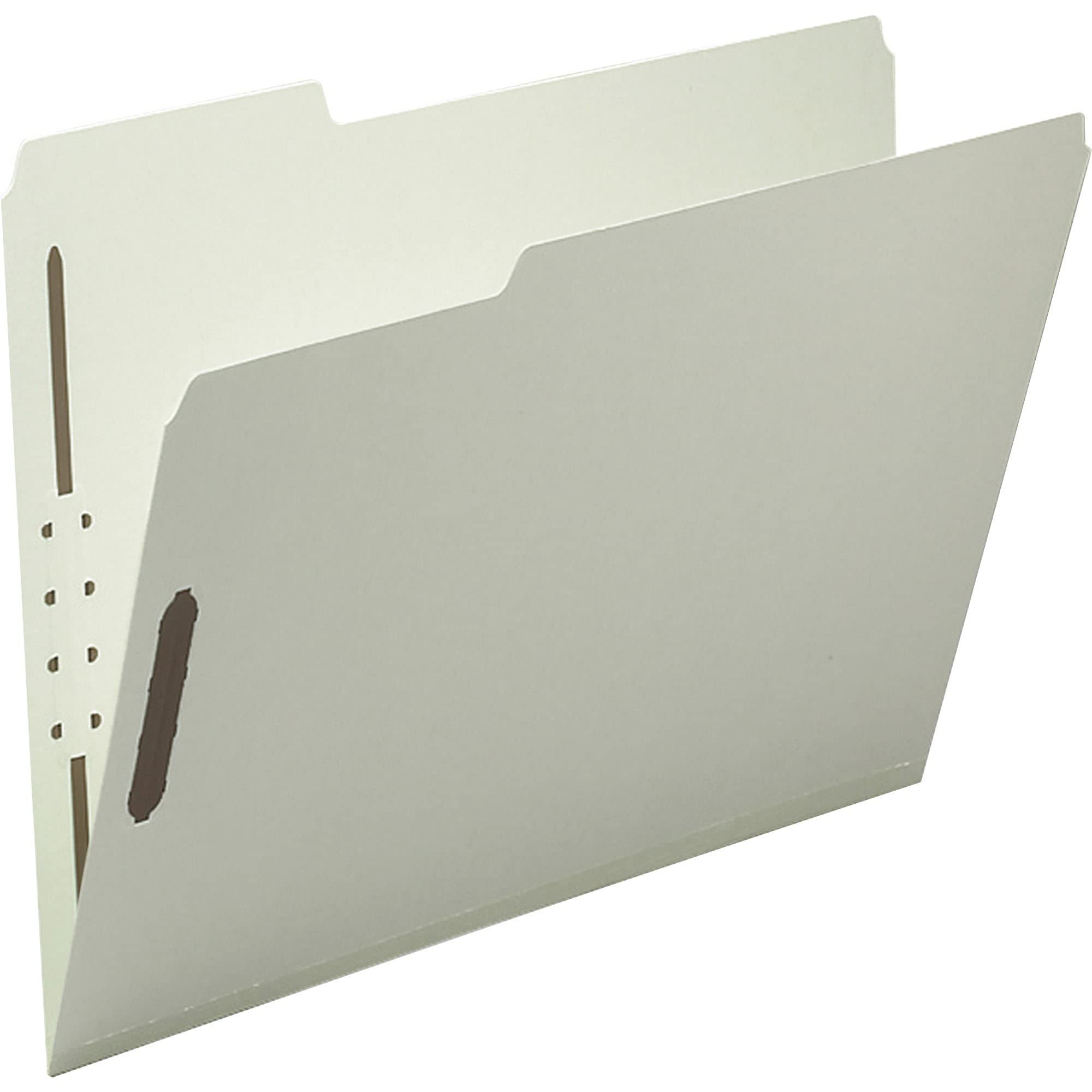 Smead 100% Recycled Pressboard Fastener File Folder, 2 Fasteners, 1/3-Cut Tab, 1" Expansion, Legal Size, Gray/Green, 25 per Box (20003)