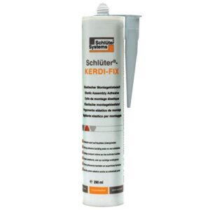 schluter kerdi-fix sealant and bonding compound with silane-modified polymer base - ideal for wood, stone, concrete, metal, glass, and many plastics - odor-neutral, grey, 9.81 oz - kerdifix/g