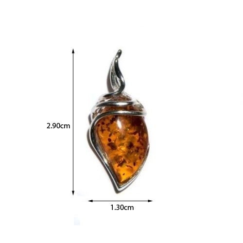 Ian and Valeri Co. Honey Amber Sterling Silver Classic Drop Pendant Necklace Chain 18 Inches