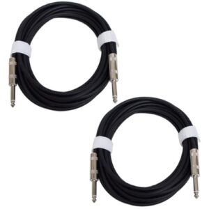 gls audio 20ft guitar instrument cables - 1/4" ts to 1/4" ts black rubber cables - 20' pro guitar cord - 2 pack