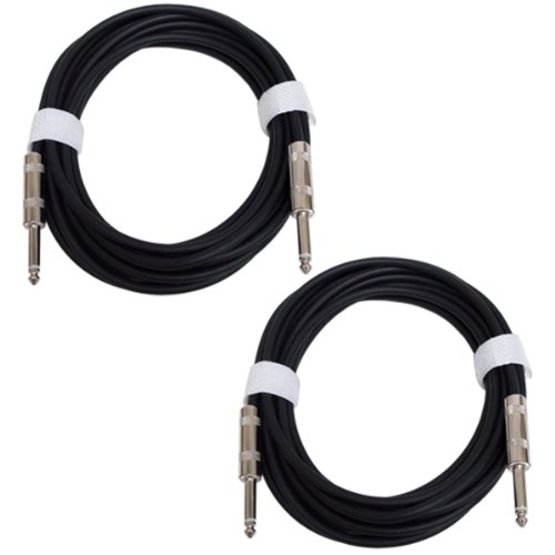 GLS Audio 20ft Guitar Instrument Cables - 1/4" TS to 1/4" TS Black Rubber Cables - 20' PRO Guitar Cord - 2 Pack