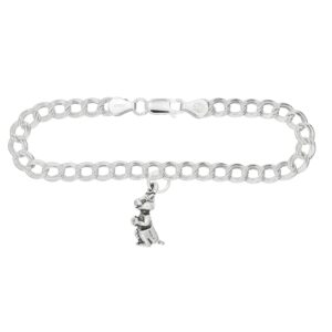 lgu sterling silver chipmunk holding nut on 4mm charm bracelet (7 inches)