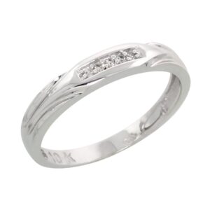 sterling silver ladies diamond wedding band rhodium finish, 1/8 inch wide, size 5.5