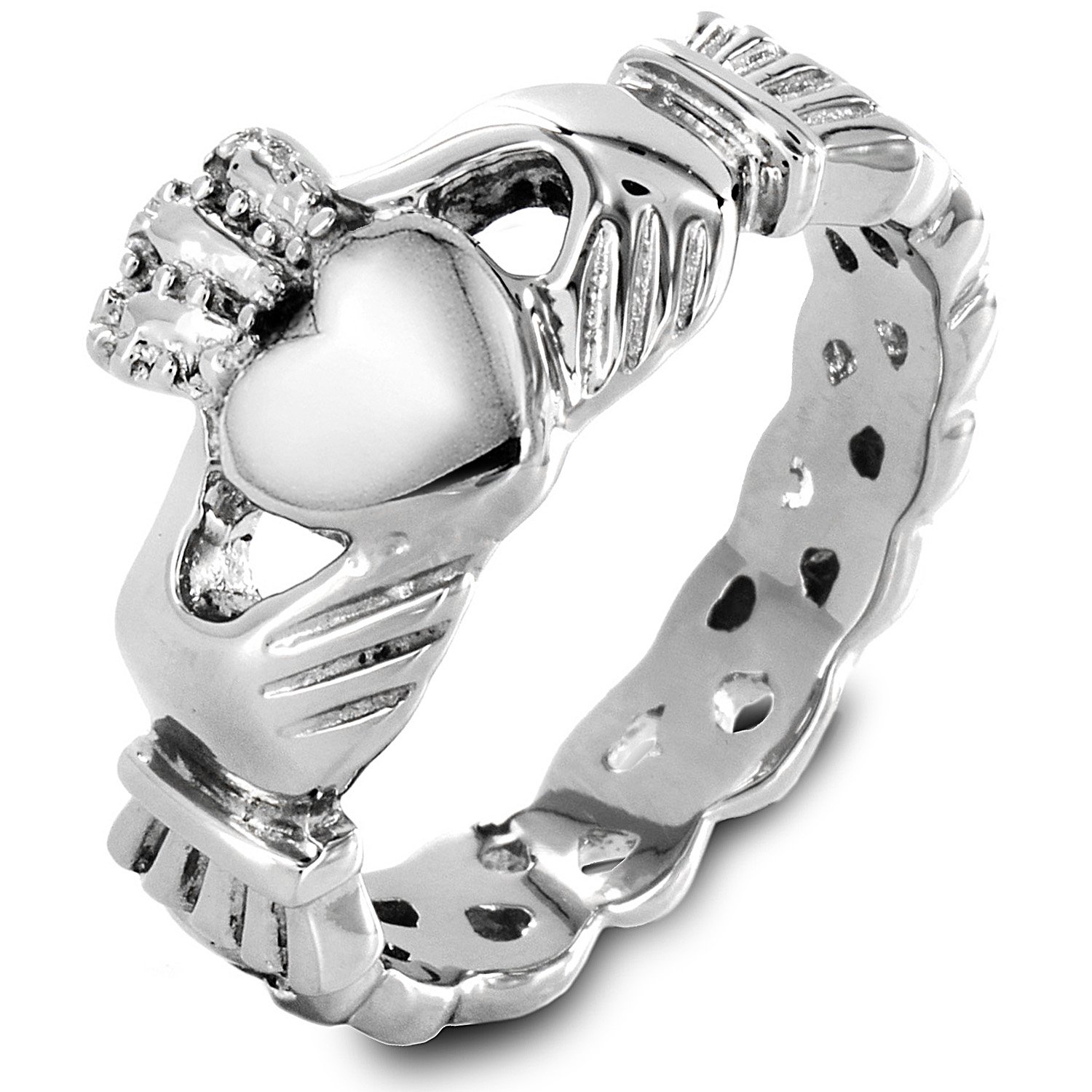 | ELYA Stainless Steel Claddagh Ring with Celtic Knot - Size 6