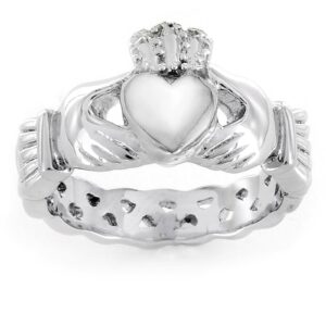 | ELYA Stainless Steel Claddagh Ring with Celtic Knot - Size 6