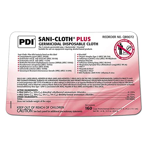 Sani-Cloth Plus Hard Surface Disinfectant Wipe, 160 Count, Q89072 - Case of 12 = 1920 Wipes