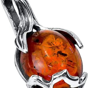 Ian and Valeri Co. Honey Amber Sterling Silver Oval Pendant