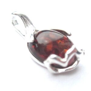 Ian and Valeri Co. Honey Amber Sterling Silver Oval Pendant