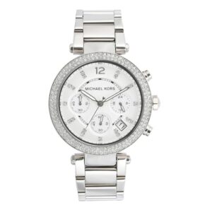 michael kors parker chronograph silver-tone stainless steel women's watch (model: mk5353)