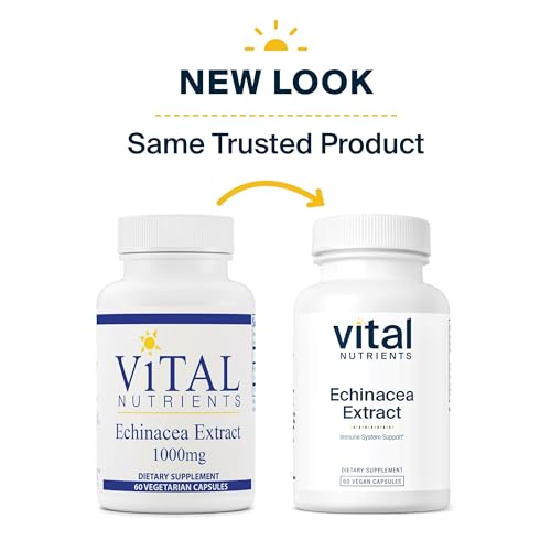 Vital Nutrients - Echinacea Extract - Immune System Support - 60 Vegetarian Capsules per Bottle - 1000 mg