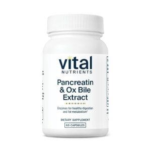 vital nutrients pancreatin & ox bile extract 500mg | natural digestive enzymes for women & men | supports digestion of protein, fat, and carbohydrates*| gluten, dairy & soy free | 60 capsules