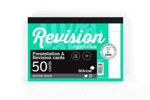 silvine luxpad 6x4" gluebound revision & presentation cards - white. 50 cards per pad, lined with headline.