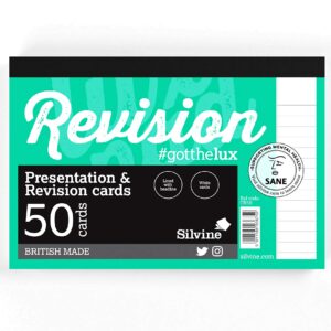 Silvine Luxpad 6x4" Gluebound Revision & Presentation Cards - White. 50 Cards Per Pad, Lined with Headline.