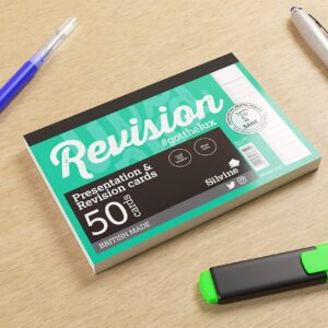 Silvine Luxpad 6x4" Gluebound Revision & Presentation Cards - White. 50 Cards Per Pad, Lined with Headline.