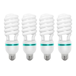 limostudio (4 pack) 45w cfl light bulb, compact fluorescent lighting full spectrum photo bulb, daylight pure white, 5500k, 2100lm, e26, e27, agg117