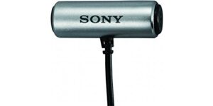 sony ecmcs3 clip style omnidirectional stereo microphone, silver,wired