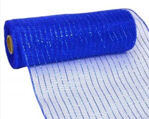 deco poly mesh ribbon - royal blue with blue foil - 10" x 30' (10 yds)