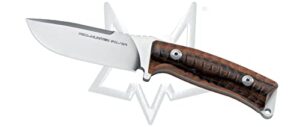 fox pro-hunter fx-131 folding one-hand hunting knife 5 mm blade thickness wood handle w. leather sheath