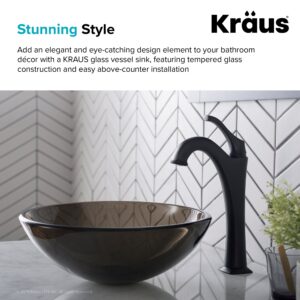 Kraus GV-103-14 Clear Brown 14 inch Glass Vessel Bathroom Sink