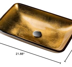 Kraus GVR-210-RE Golden Pearl Rectangular Glass Vessel Bathroom Sink