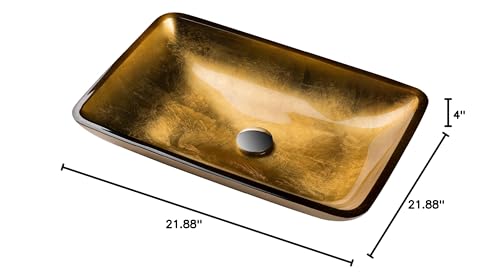 Kraus GVR-210-RE Golden Pearl Rectangular Glass Vessel Bathroom Sink