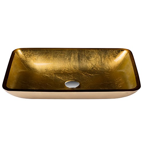 Kraus GVR-210-RE Golden Pearl Rectangular Glass Vessel Bathroom Sink