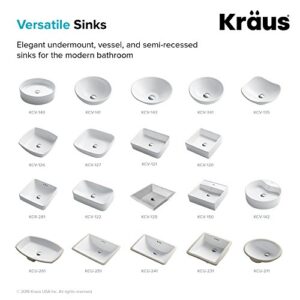 Kraus KCV-122 Ceramic Above counter Rectangular Bathroom Sink, 19.44 x 11.84 x 5 inches, White