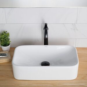 Kraus KCV-122 Ceramic Above counter Rectangular Bathroom Sink, 19.44 x 11.84 x 5 inches, White