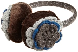 jessica simpson women's crochet flower earmuffs, grey, one size