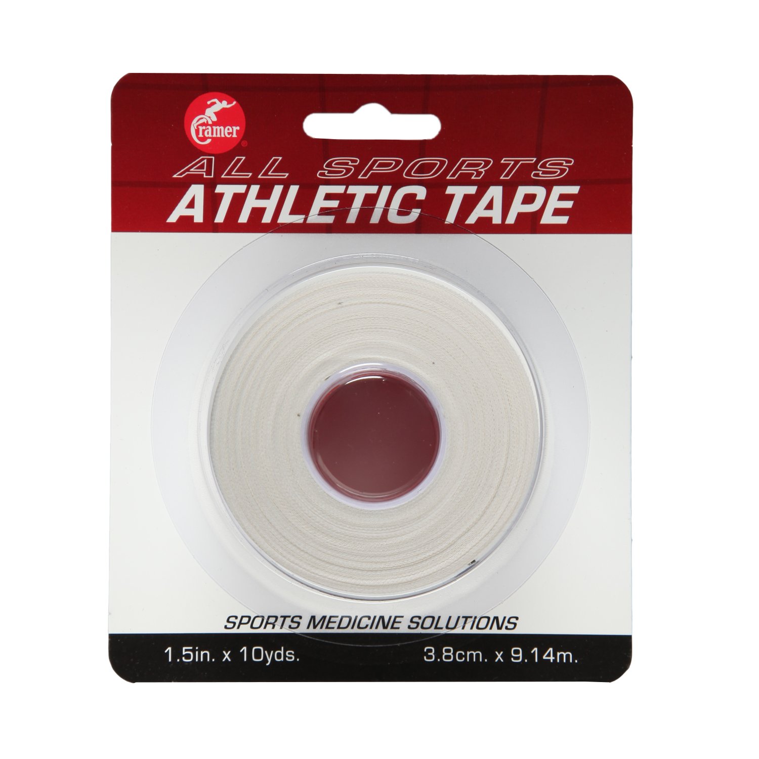 Cramer Team Color Athletic Tape, Easy Tear Tape for Ankle, Wrist, & Injury Taping, Protect & Prevent Injuries, Athletic Training Supplies, 1.5" X 10 Yard Roll, Colored AT Tape, white, single roll