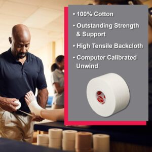 Cramer Team Color Athletic Tape, Easy Tear Tape for Ankle, Wrist, & Injury Taping, Protect & Prevent Injuries, Athletic Training Supplies, 1.5" X 10 Yard Roll, Colored AT Tape, white, single roll